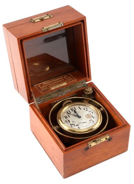 NAVAL BOXED 8-DAY NAVAL CHRONOMETER BY WALTHAM