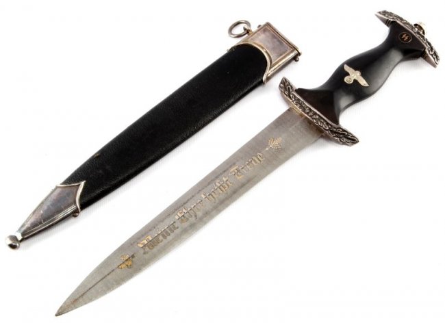 WWII THIRD REICH SS HONOR HIMMLER DAGGER DAMASCUS : Lot 7429