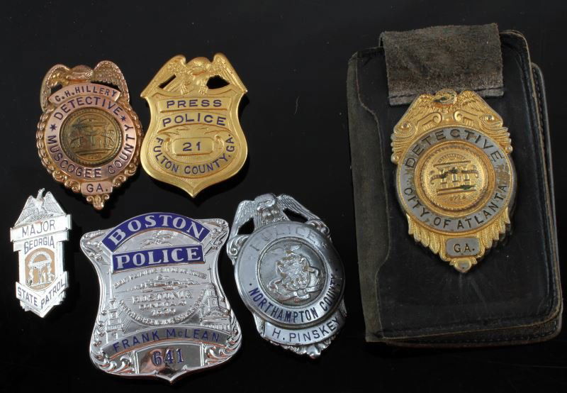 LOT OF 6 POLICE BADGES ATLANTA BOSTON NORTHAMPTON