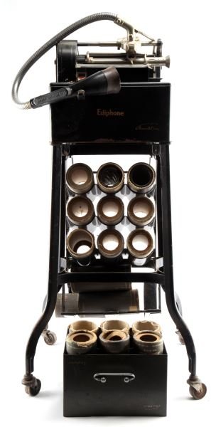 EDIPHONE DICTAPHONE WITH STAND AND WAX CYLINDERS