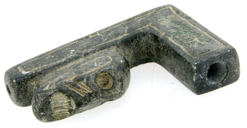 Native American Black Steatite Human Effigy Pipe