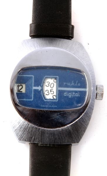 E. GERMAN RUHLA DIGITAL JUMP HOUR MECHANICAL WATCH