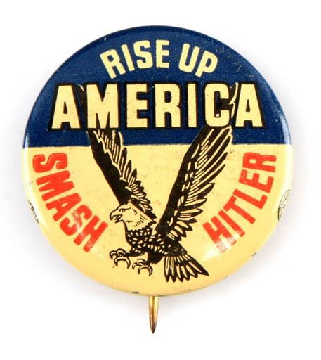 Wwii American "smash Hitler" Pinback Button
