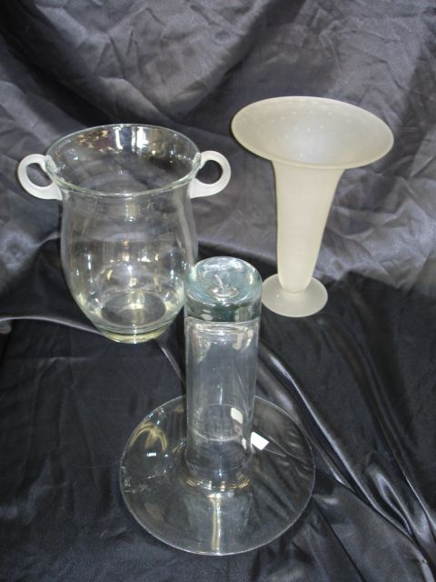 253: BLENKO FROSTED GLASS CRYSTAL VASE LOT OF 3