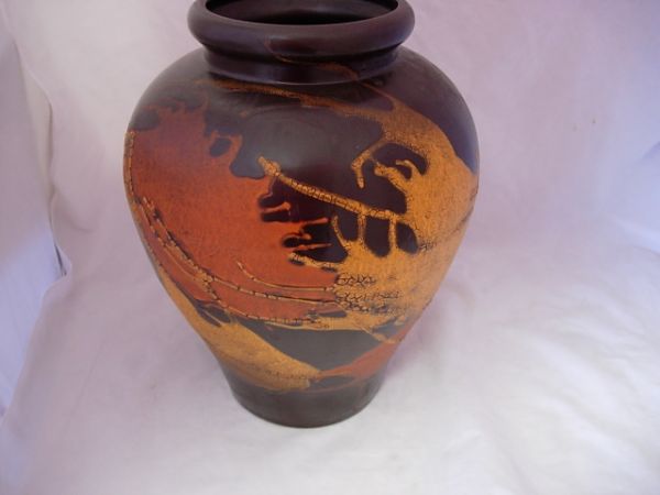 10224: HUGE ROYAL HAEGAR BALUSTER VASE EARTH WRAP