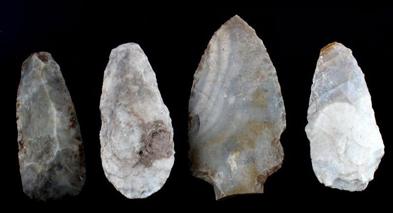 MAYAN BELIZE MACRO LITHIC BLADES SCRAPERS LOT OF 4