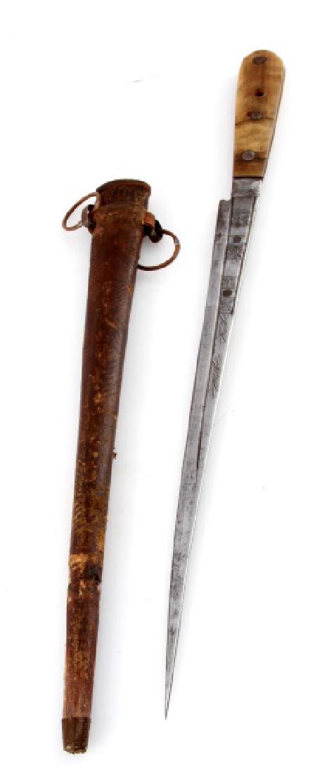 NORTH AFRICAN FLYSSA DAGGER AND LEATHER SCABBARD