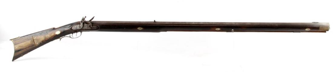 Antique T Bennett Flintlock Bench Sniper Rifle