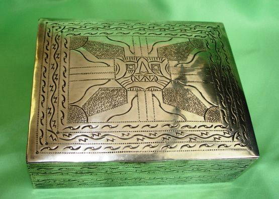 Antique Sterling Silver Peru Inca Aztec Cigar Box