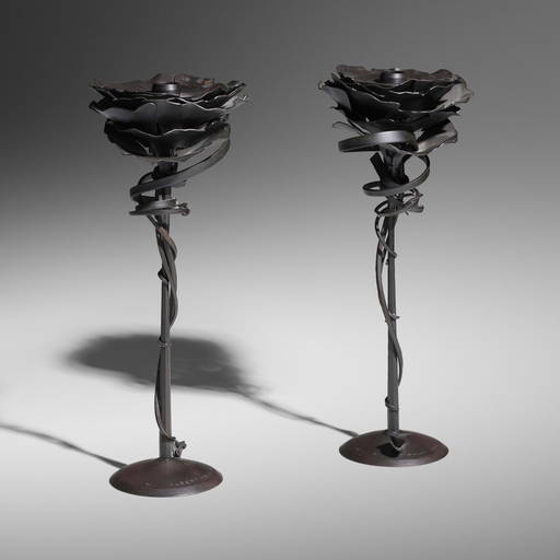 Albert Paley, Ginkgo Candlesticks, Pair