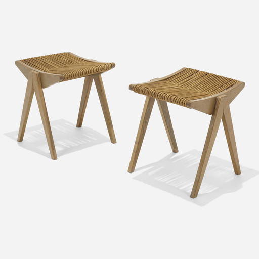 Modern, Scissor Leg Stools, Pair