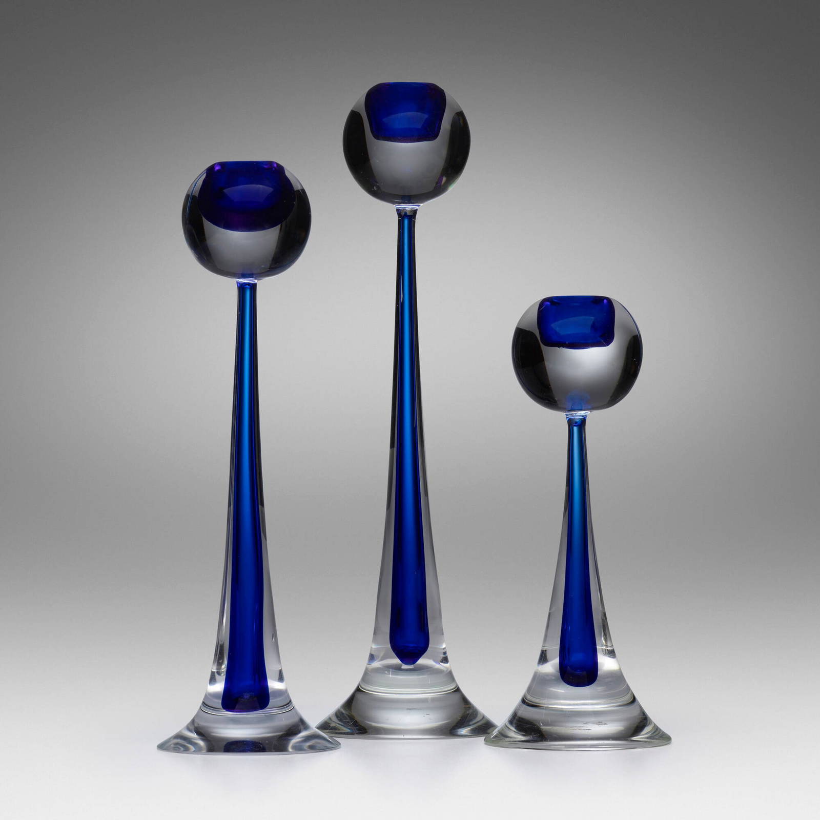 Cenedese, Candlesticks, Set Of Three Auction
