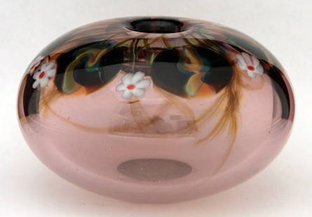 Mary Angus Vermont Glass Paperweight Vase