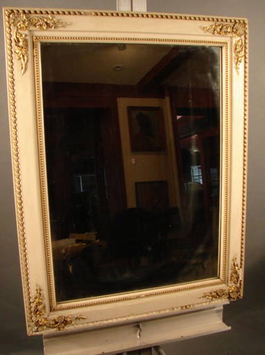 Antique Painted & Gilt Decorative Frame With Mirro