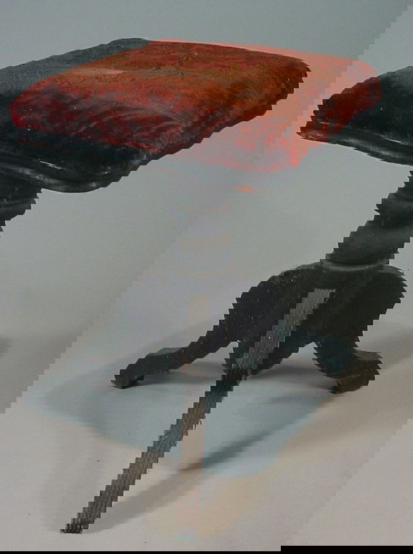 198: Antique Upholstered Piano Stool. Marked "Tonk Chic