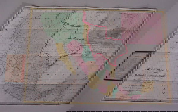 Mitchell's 1846 Pocket Map Of Mexico With Battlef