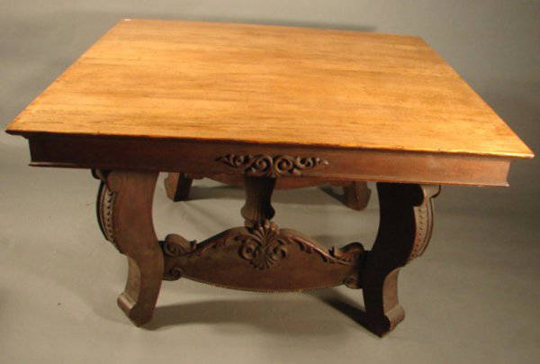 Victorian Massive Carved Oak Square Table. No Leav
