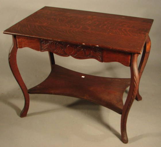 Larkin Carved Quartered Oak Library Table With One