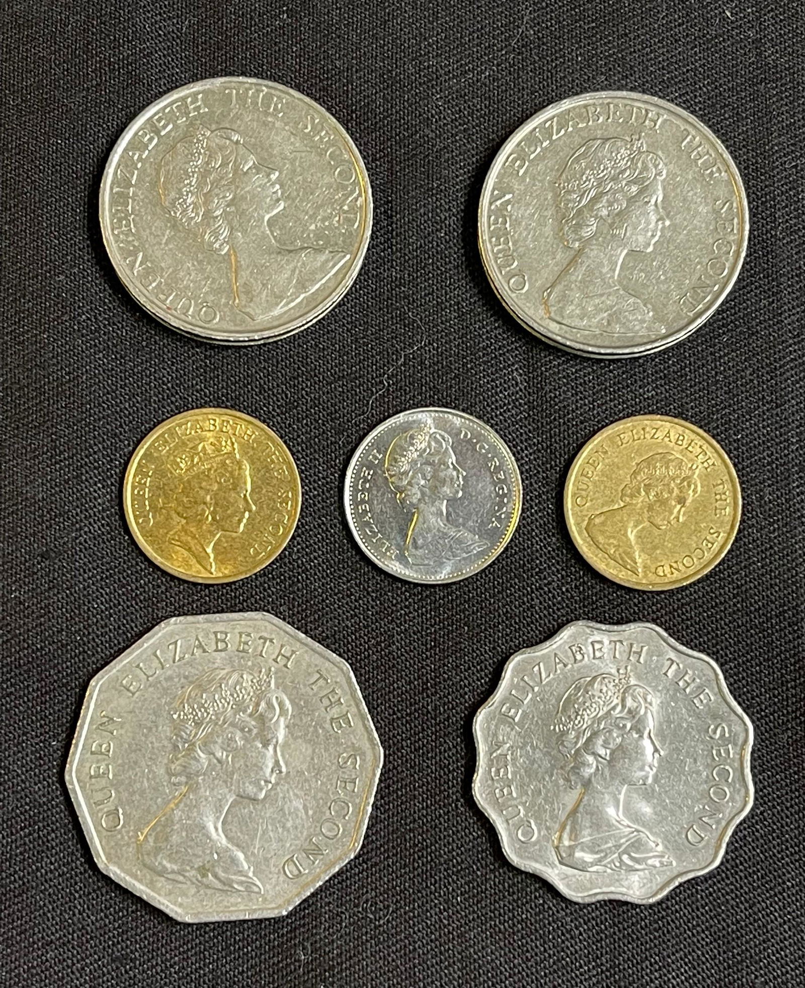 Seven Hong Kong Coins Queen Elizabeth
