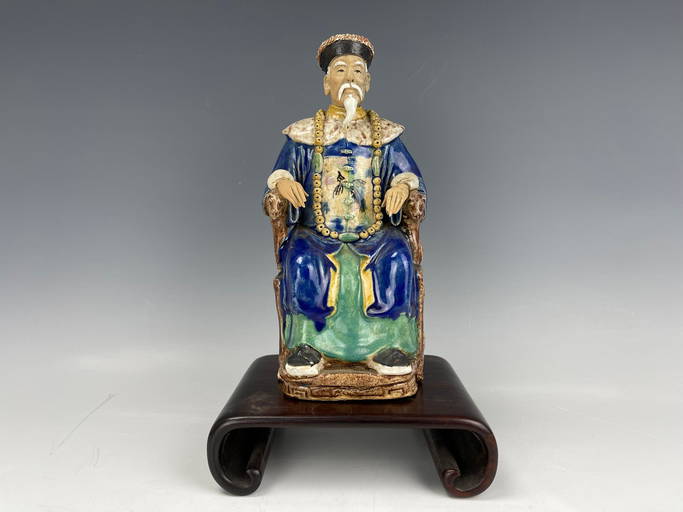 Shiwan Porcelain Figure Zuishixuan Mark With Wood Stand (#0042) on Dec ...