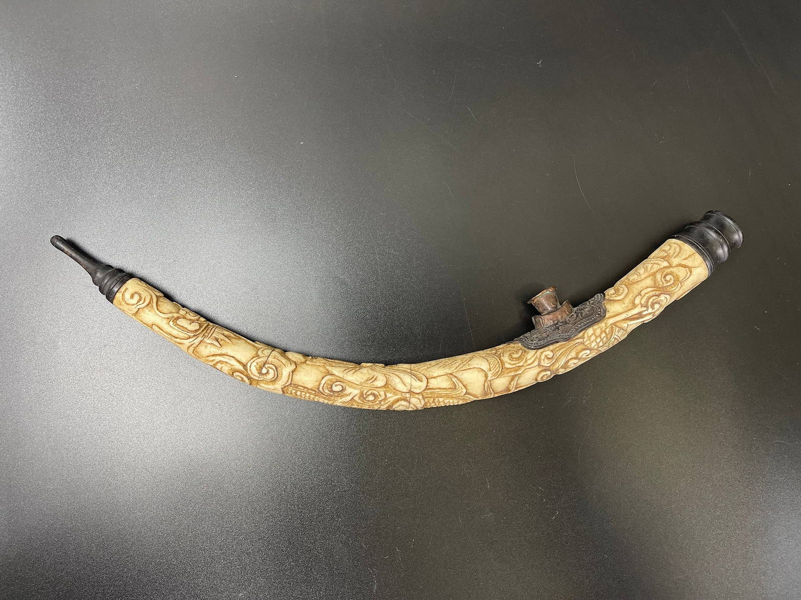 Antique Chinese Carved Bone Opium Pipe Auction