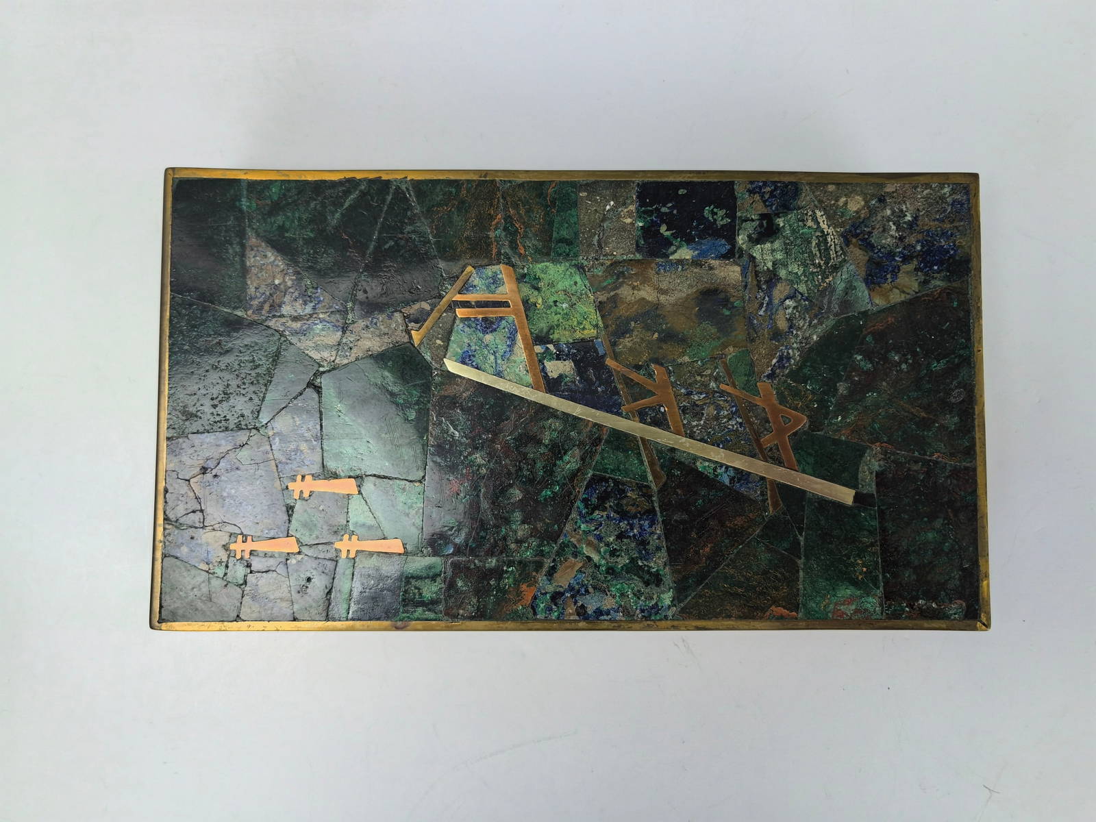 Mexico Cigar Box Decorative In Brass Malachite And Wood Auction