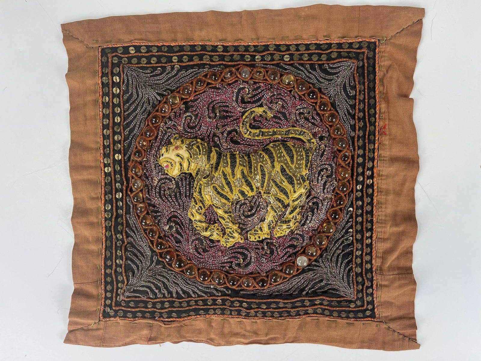 Mid 19th Century Burmese Kalaga Tapestry With Lion Motif Auction