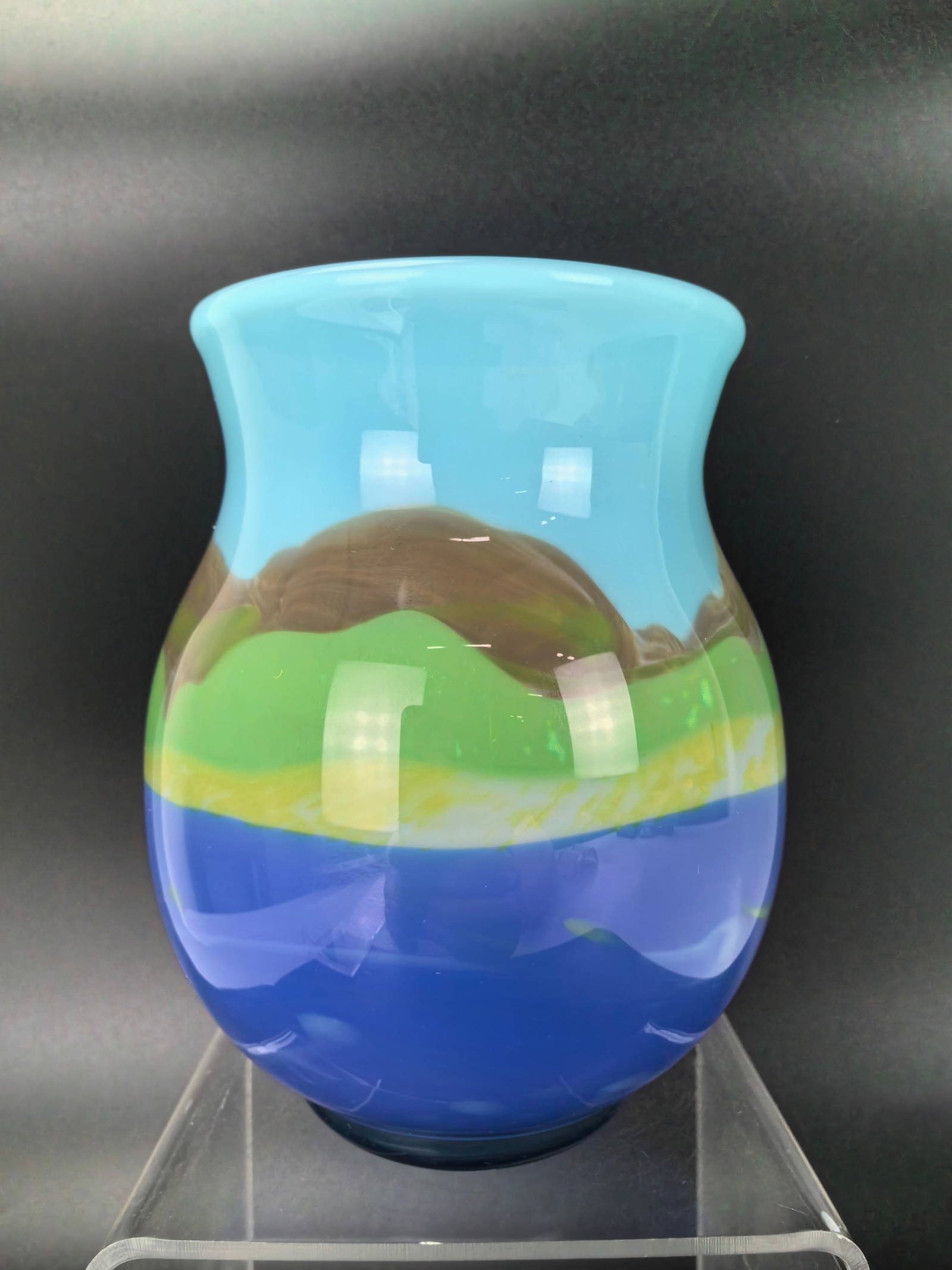 Mark Peiser Art Glass Vase Signed Auction