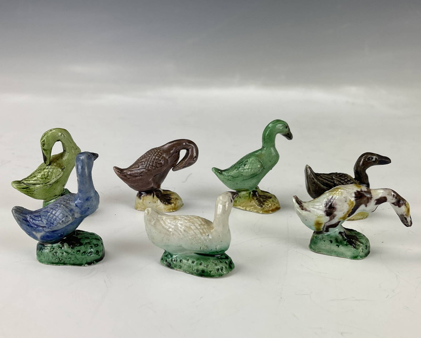 Group Of 7 Antique Chinese Miniature Porcelain Geese Auction