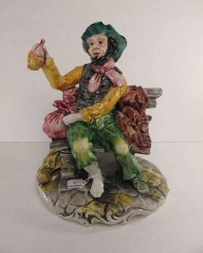 Vintage Capodimonte Porcelain Figurine, Drunk Man Vintage Capodimonte Porcelain Figurine, Drunk Man