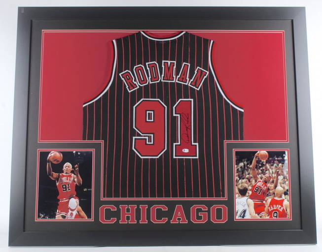 Dennis Rodman Signed 35x43 Custom Framed Jersey