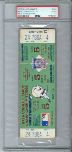 1973 Mets Reds Nlcs Full Ticket Game 5 Mets