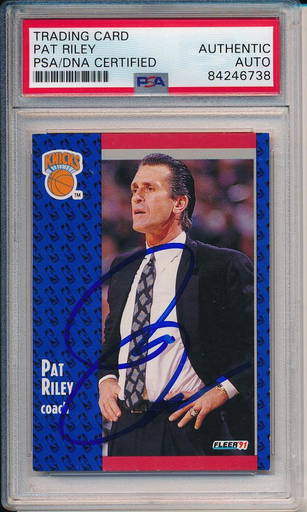 Pat Riley Signed 1991 92 Fleer #139 (psa Encapsulated)