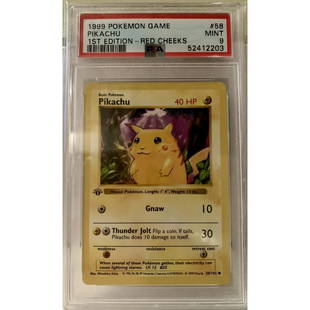 Pokemon Base Shadowless Red Cheeks Pikachu Psa 10
