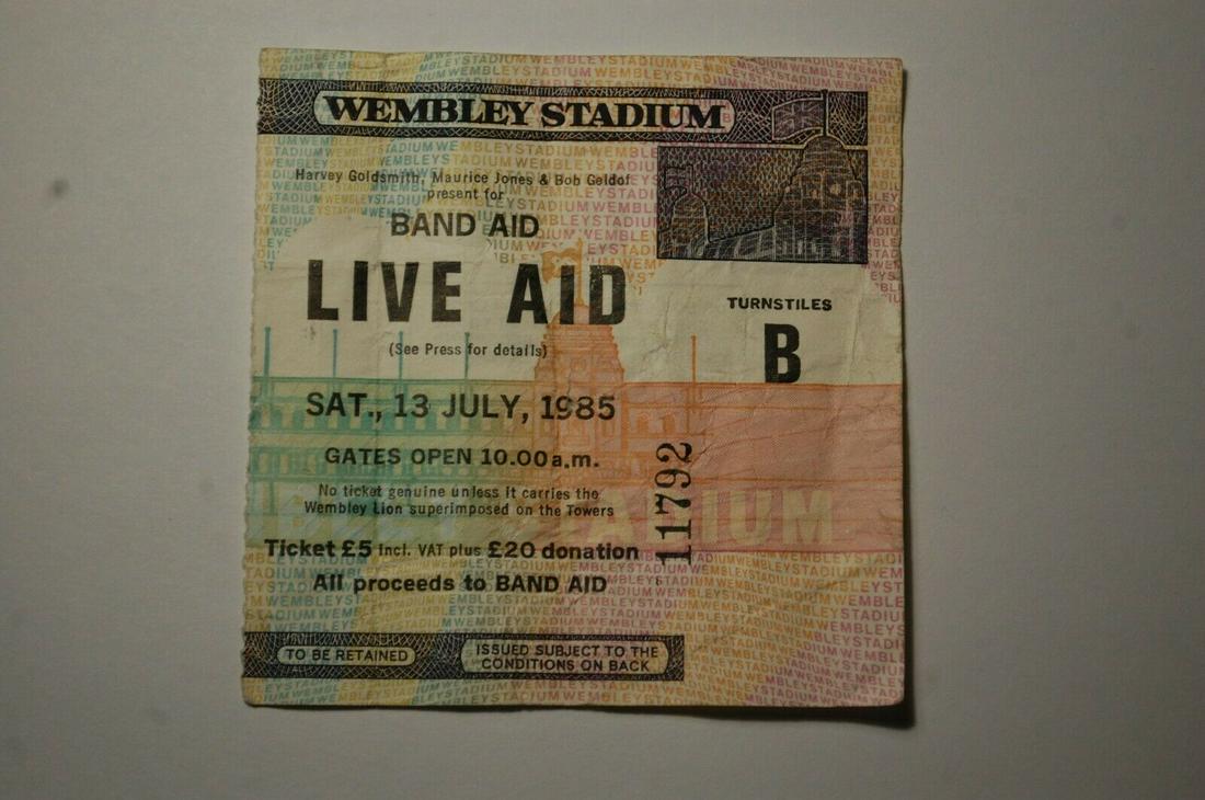 Live Aid 1985 Concert Original Ticket Stub Wembley