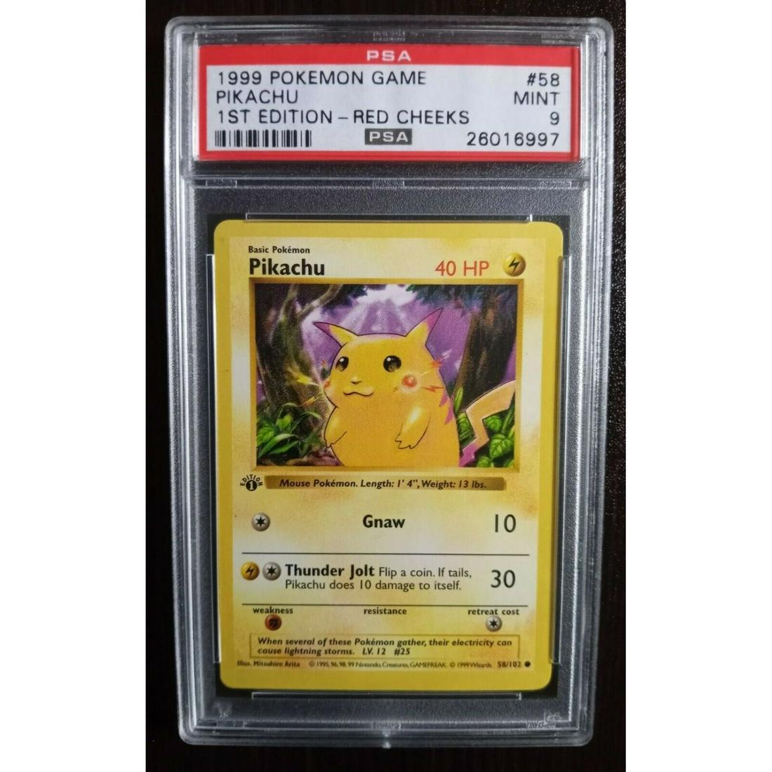 Psa 9 1st Edition Pikachu 58/102 Red Cheeks Shadowless