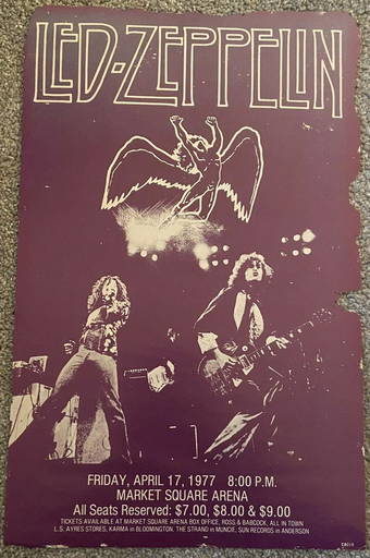 Vintage Led Zeppelin 1977 Tour Concert Poster Market