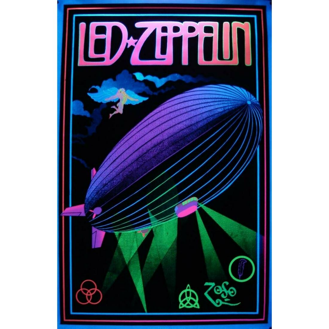 Rare Vintage Led Zeppelin Blacklight Poster