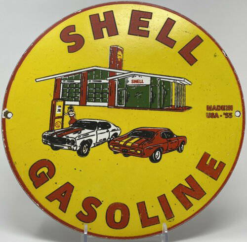 VINTAGE SHELL GASOLINE PORCELAIN SIGN GAS STATION PUMP (#0211A) on Jan ...