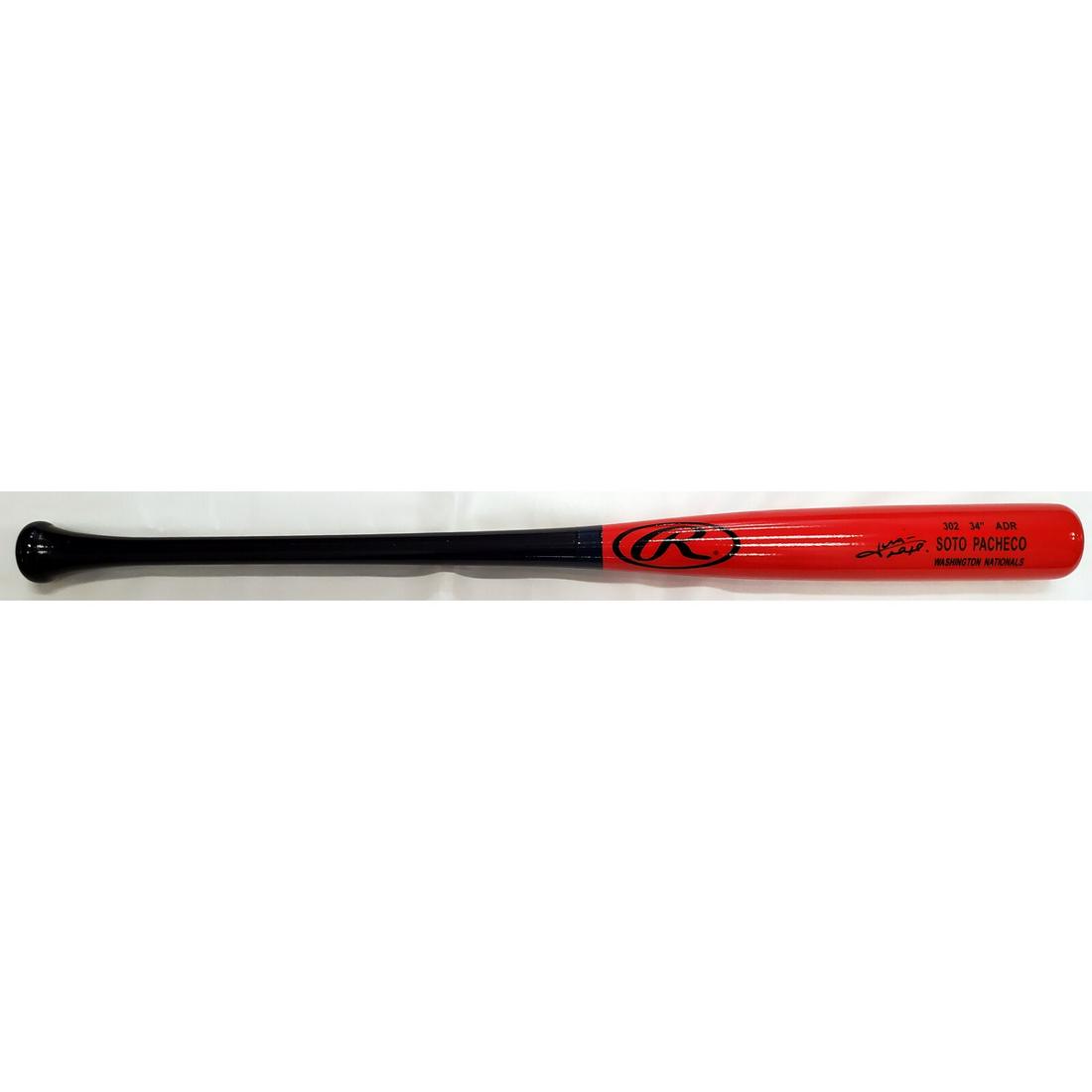 Juan Soto Autographed Red Rawlings Game Model Bat
