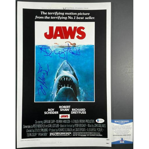 Richard Dreyfuss & Joe Alves Dual Signed Jaws 11x17 Poster (bas Coa)