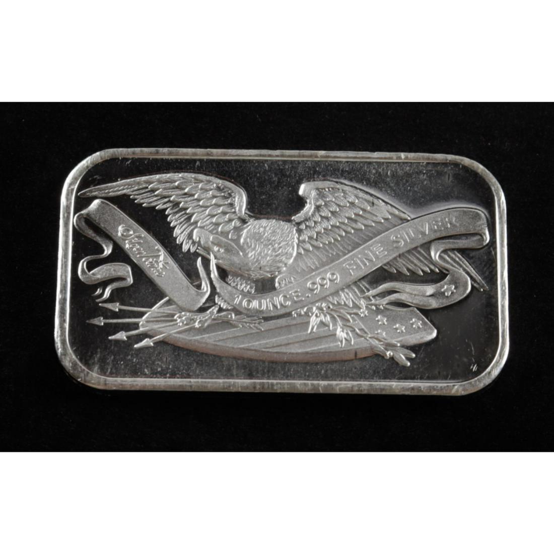 1 Oz .999 Fine Silver "eagle" Silvertowne Mint Silver Bullion Bar