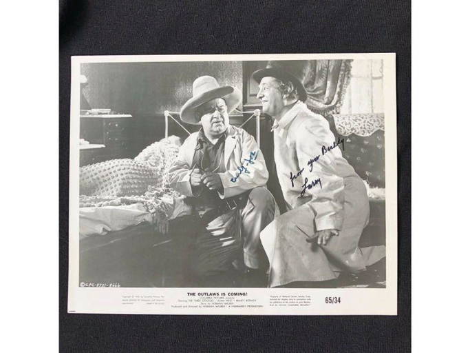 Larry Fine & Curly Joe Derita Signed 3 Stooges 8x10 Vintage Photo Jsa Loa