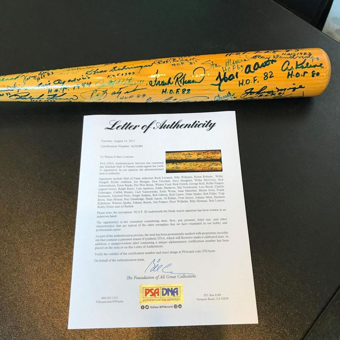 Hall Of Fame Multi Signed Baseball Bat With 51 Signatures Including ...
