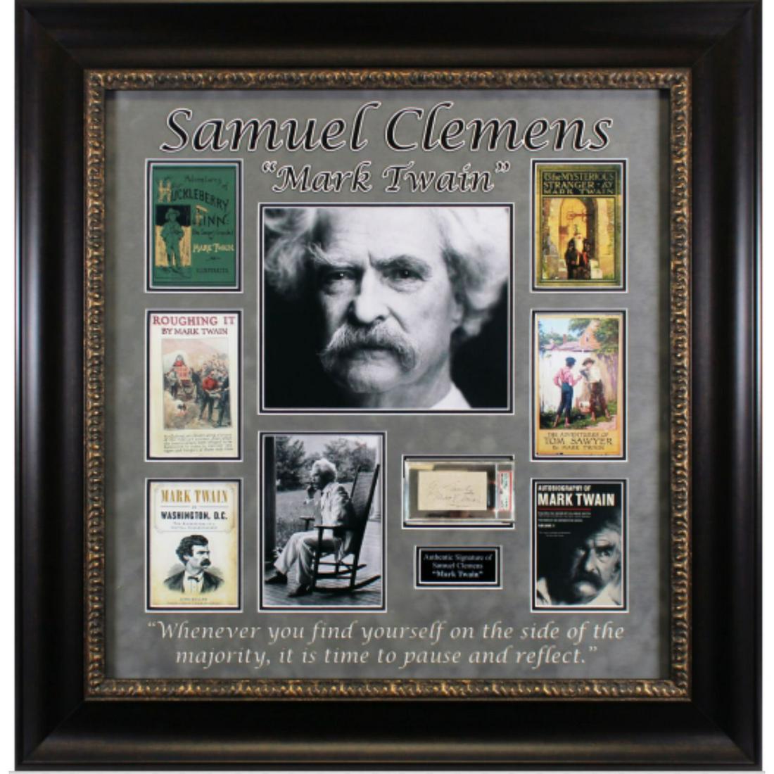 Samuel Clemens "mark Twain" Signed And Framed Cut Signature Slab ...