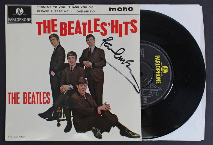 Paul Mccartney Signed The Beatles' Hits 45 Rpm Album Cover With Vinyl ...