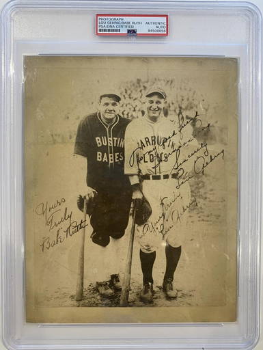 Lou Gehrig Signed 8x10 Photo with Babe Ruth, 1927 Barnstorming Tour ...