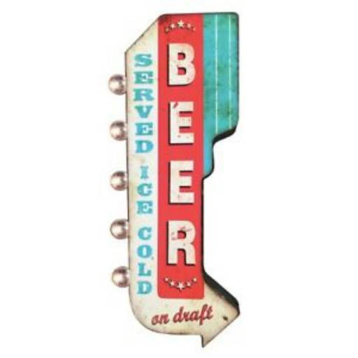 Vintage Style Metal Beer Sign With Led Lights