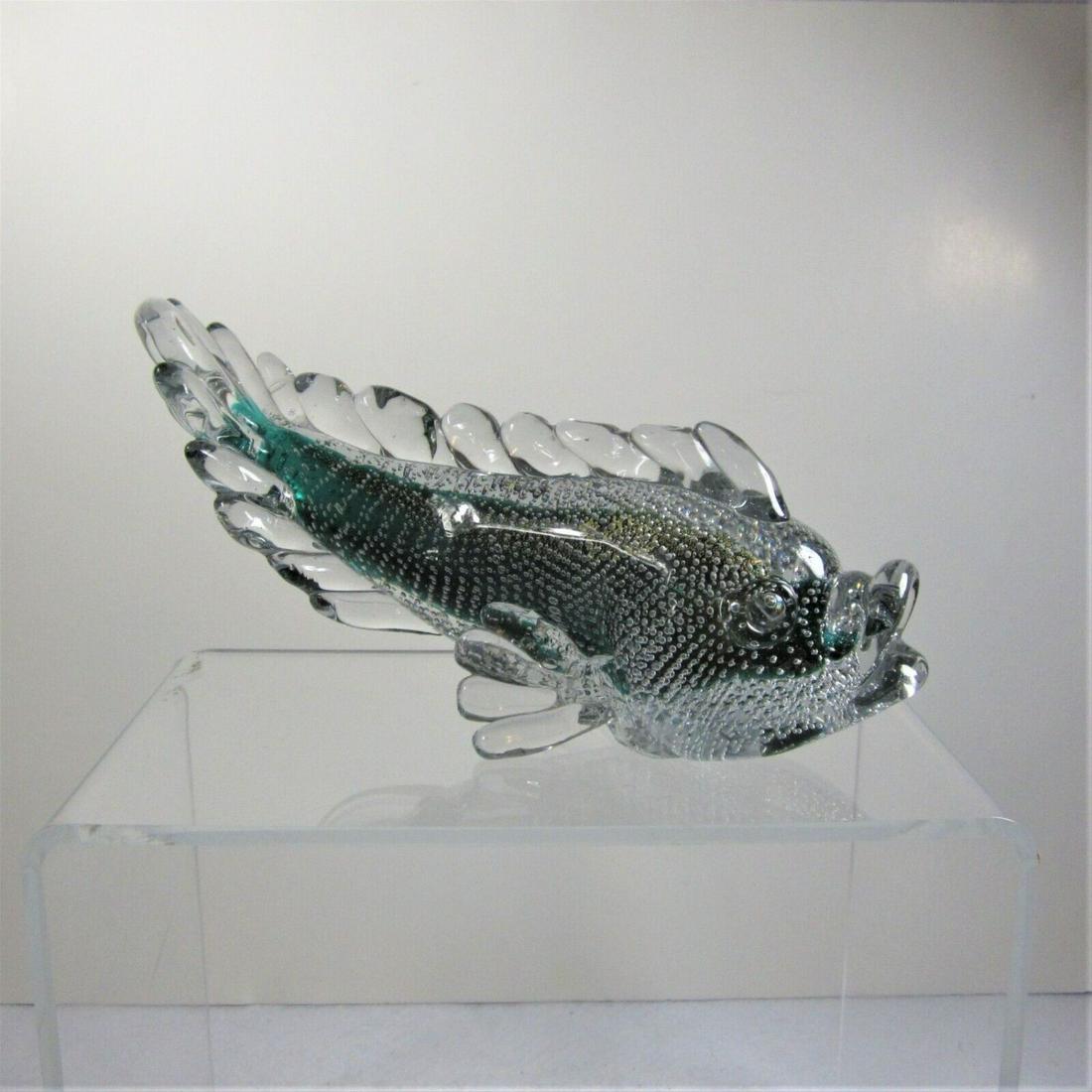 Flavio Poli Murano Glass Bullicante Fish Sculpture for Archimede Seguso ...