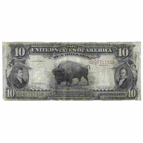 RARE!! 1901 $10 TEN DOLLAR LEGAL TENDER BISON BUFFALO NOTE CURRENCY ...